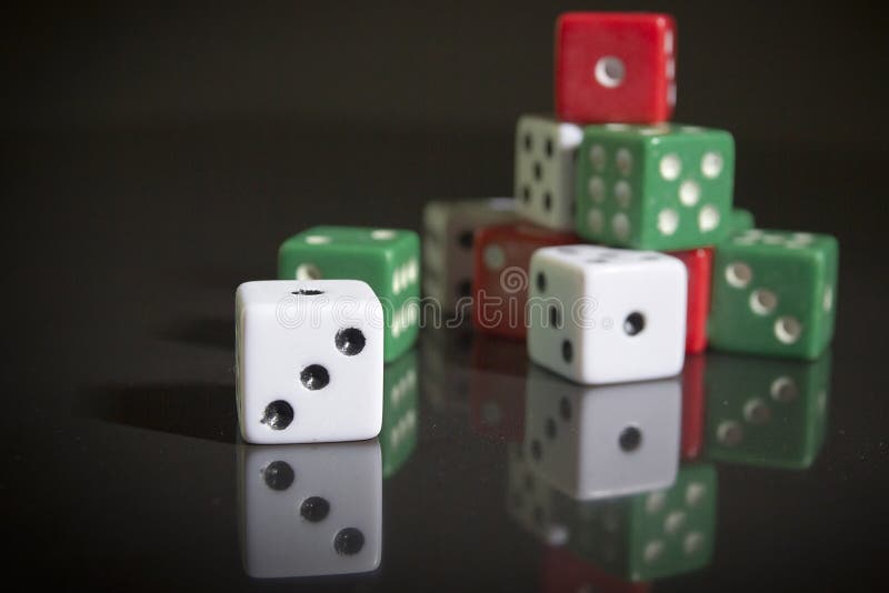 Multi-colored Dice on a Black Surface Stock Image - Image of strategy ...