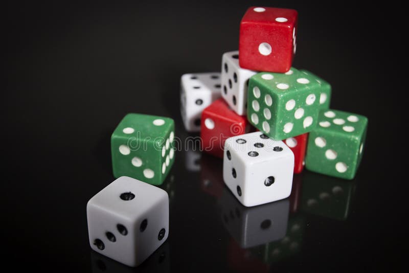 Multi-colored Dice on a Black Surface Stock Image - Image of strategy ...