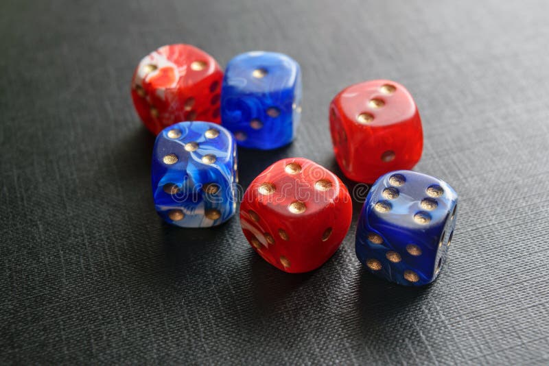 Dice Lying on a Black Textured Surface Stock Image - Image of ...