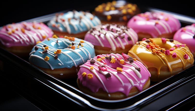 Multi Colored Donut, Sweet Temptation, Indulgence, Gourmet Delight ...