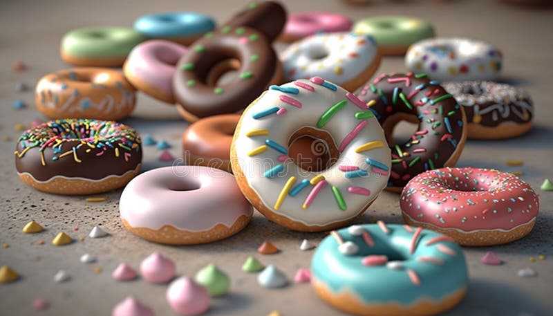 Multi -colored Donuts, Confectionery Sweets, Generative Ai Stock ...