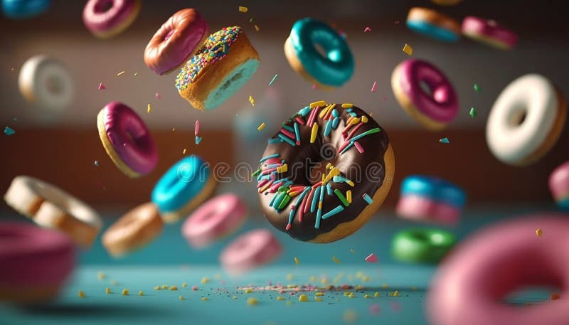 Multi -colored Donuts, Confectionery Sweets, Generative Ai Stock ...