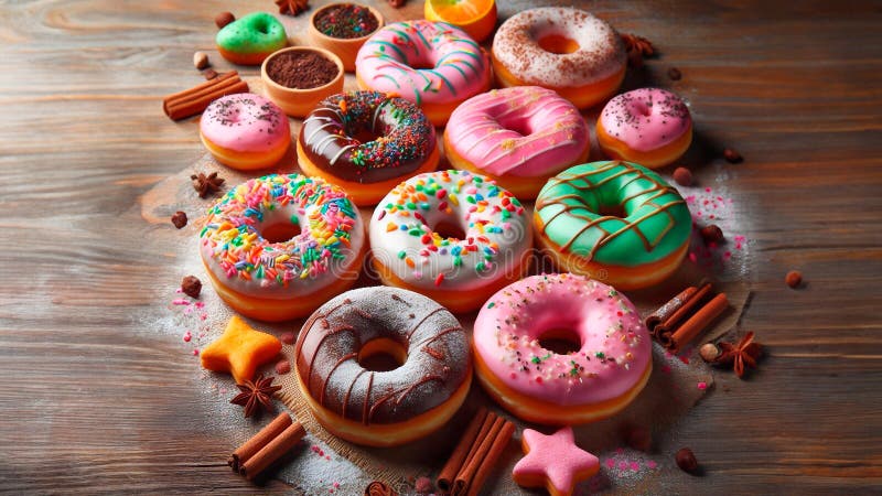 Multi-colored Donuts with Different Glazes and Sprinkles. National ...