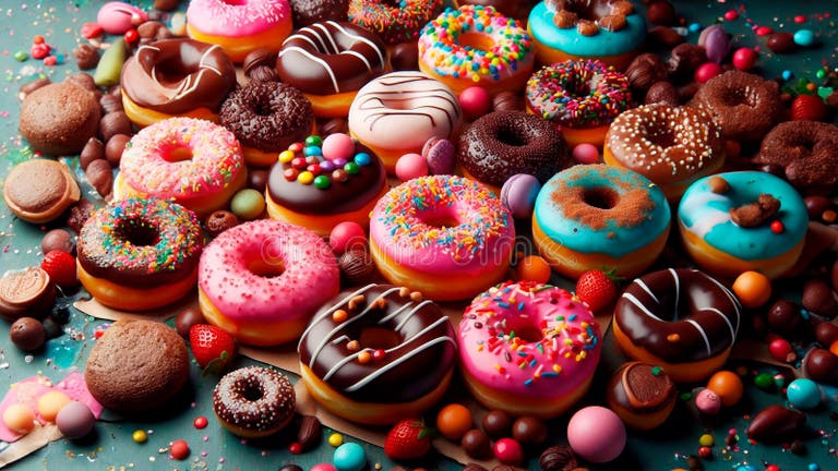 Multi-colored Donuts with Different Glazes and Sprinkles. National ...
