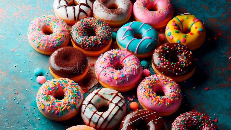 Multi-colored Donuts with Different Glazes and Sprinkles. National ...