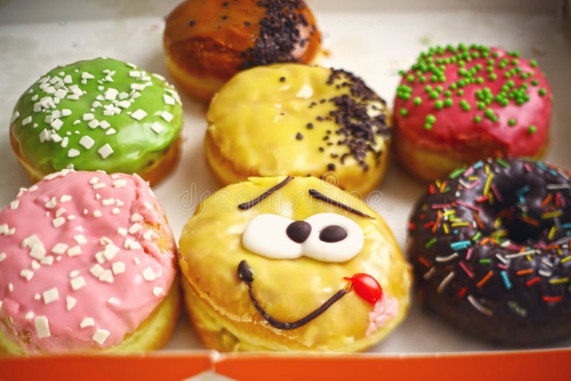 Multi Colored Doughnuts in Box Stock Image - Image of colorful, polish ...