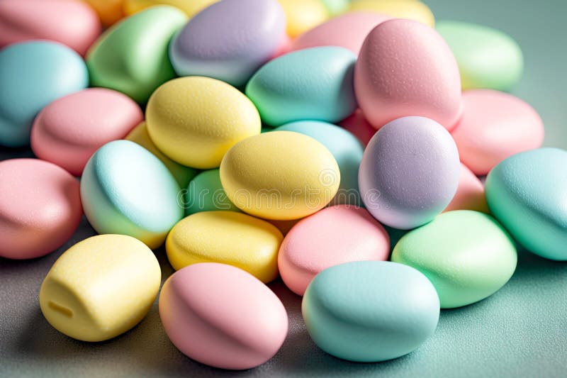 Multi-colored Dragee in Form of Festive Easter Candy Pastel Colors ...