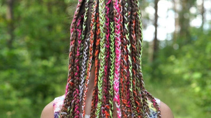 Multi-colored Dreadlocks on a Young Girl in the Forest. Stock Photo ...