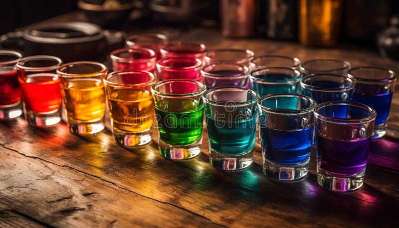 Multi Colored Drink Establishment, Liquid Celebration at the Bar ...