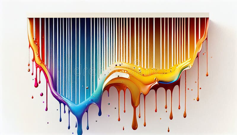 Multi-colored Drops of Paint Flowing Down the Wall. Rainbow Pattern ...