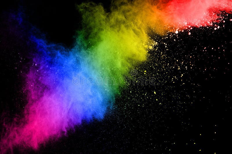 Multi Colored Dust Splash On Black Background.Painted Holi.Colorful ...