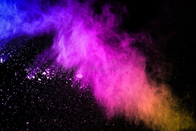 Multi Colored Dust Splash on Black Background.Painted Holi.Colorful ...