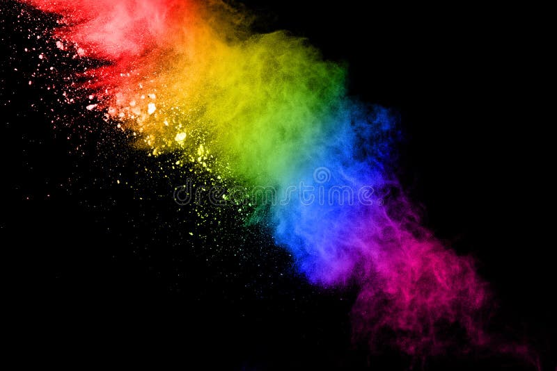 Multi Colored Dust Splash on Black Background.Painted Holi.Colorful ...