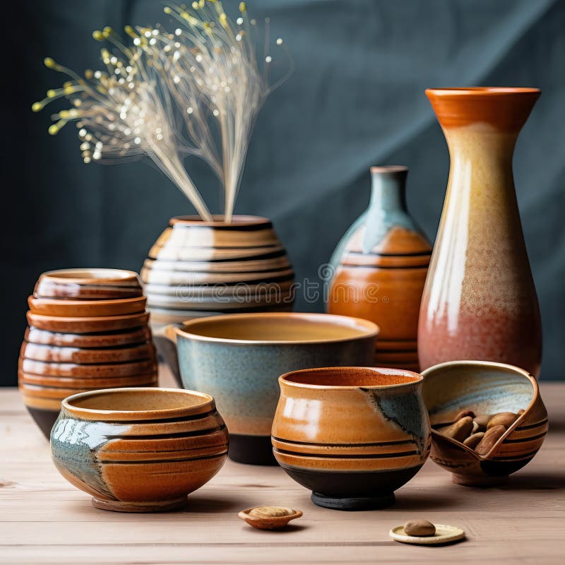 Multi-colored Earthenware, Decorative Plate Set for Food. Eco-friendly ...