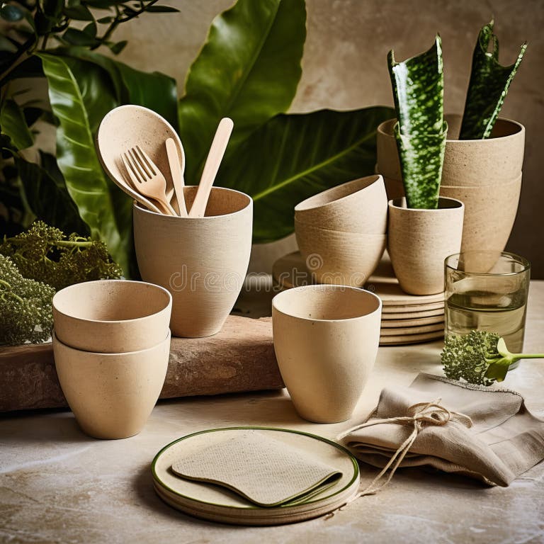 Multi-colored Earthenware, Decorative Plate Set for Food. Eco-friendly ...