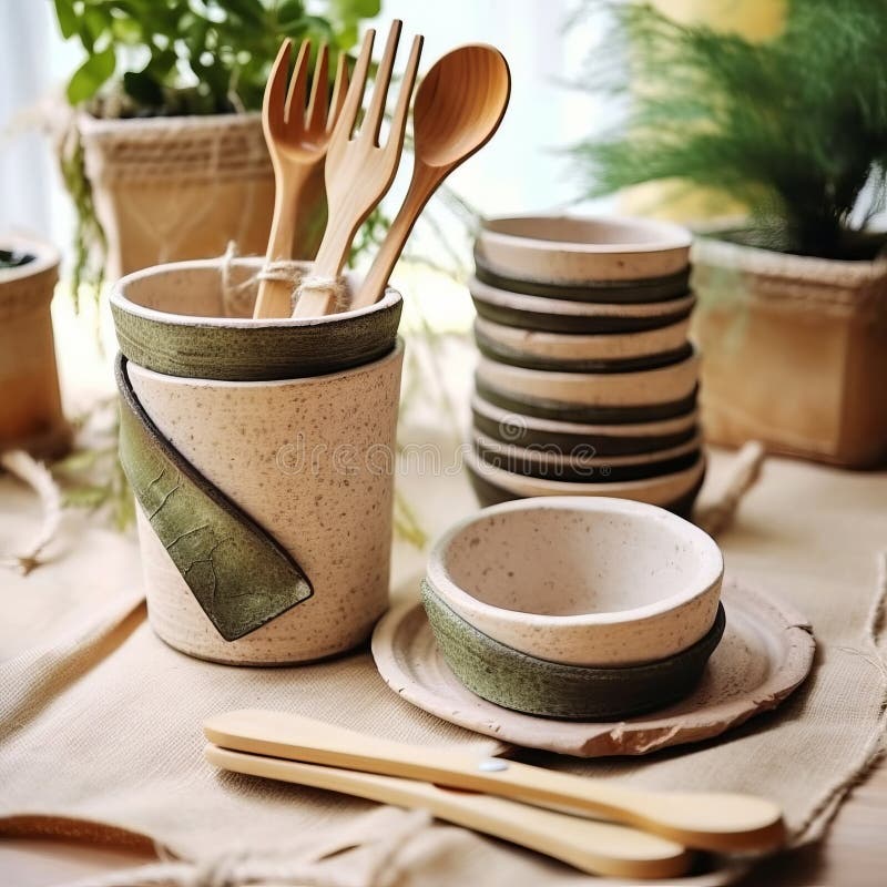 Multi-colored Earthenware, Decorative Plate Set for Food. Eco-friendly ...