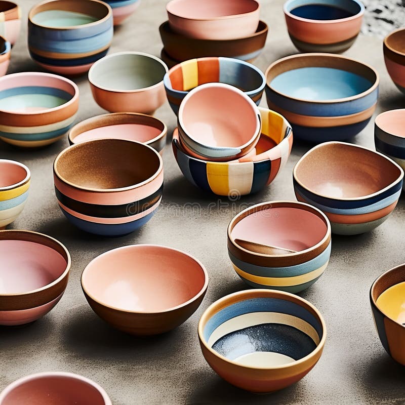 Multi-colored Earthenware, Decorative Plate Set for Food. Eco-friendly ...