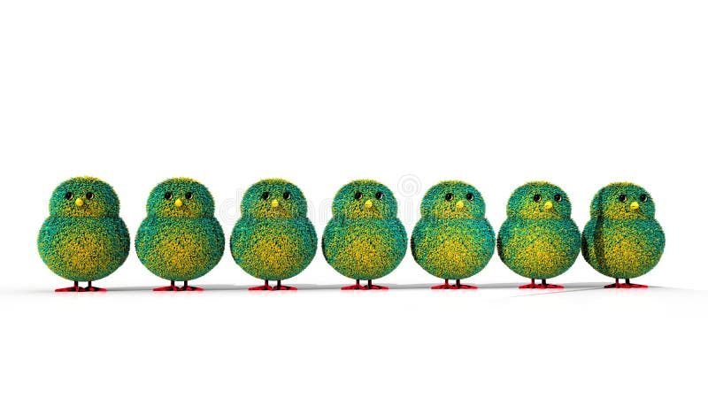 Multi-colored Easter Chicks Standing in a Row Stock Illustration ...