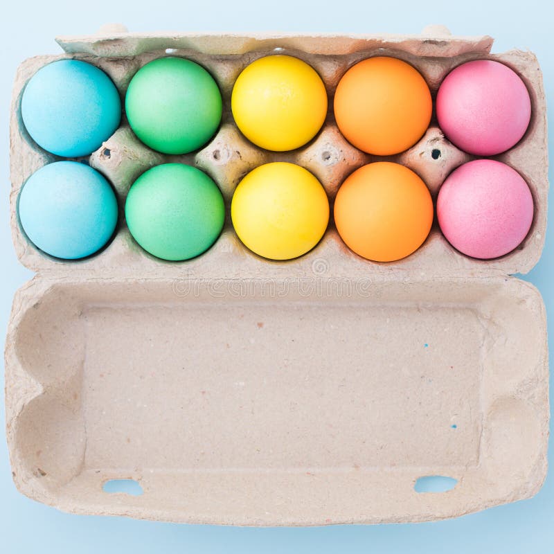 Multi-colored Easter Eggs in Factory Biodegradable Packaging Stock ...