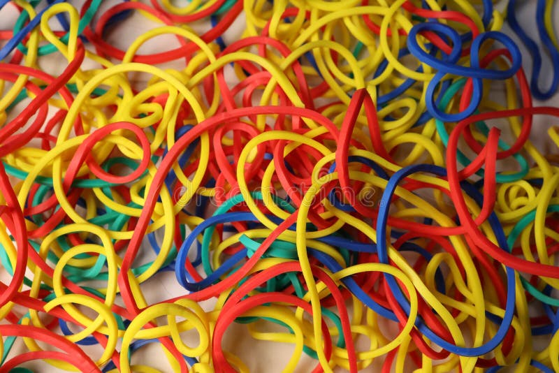 Multi-colored Elastic Band Rubber Scattered on the Table Stock Photo ...