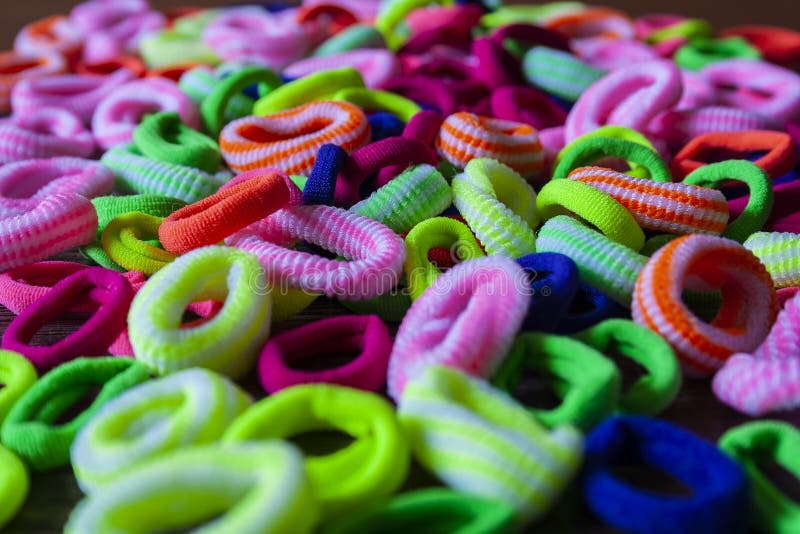 Multi-colored Elastic Hair Bands Stock Image - Image of bands, bowl ...