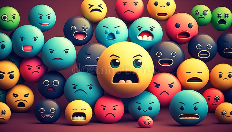 Multi-colored Emoticons with Negative Emotions, Generative AI. Stock ...