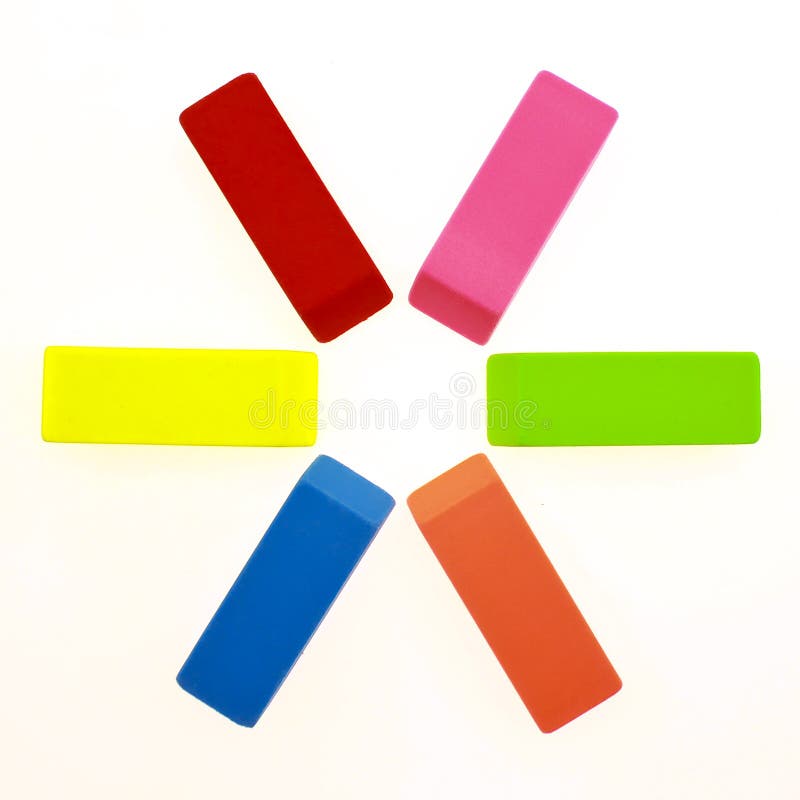 Multi Colored Erasers in Circle Stock Photo - Image of green, erasers ...