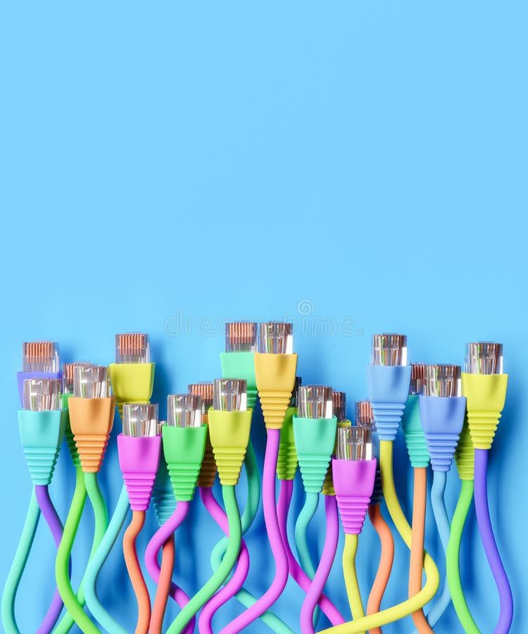 Multi Colored Ethernet Cables Stock Illustration - Illustration of ...