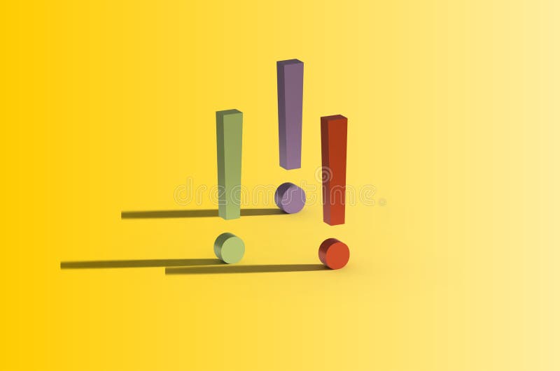 Multi-colored Exclamation Marks on a Yellow Background Stock ...