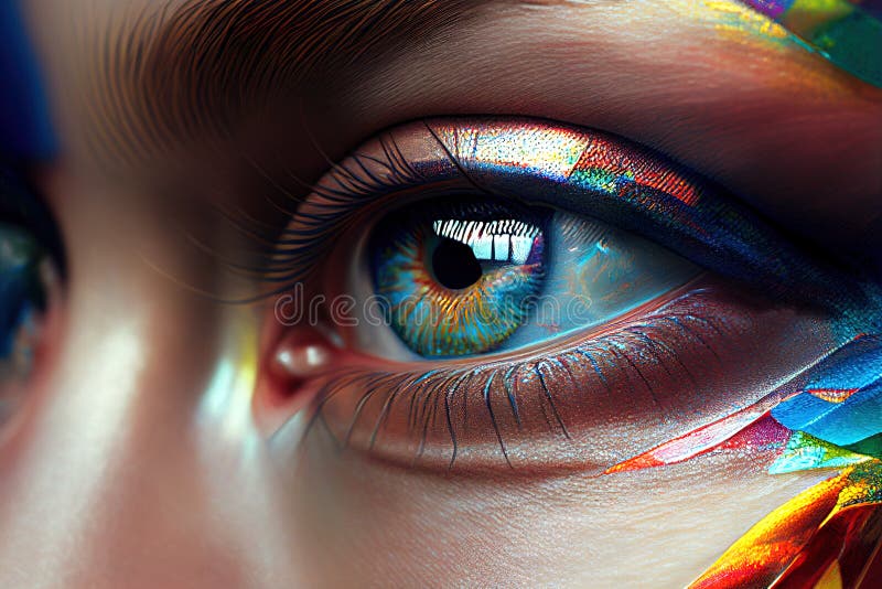 Multi-colored Eye Close-up Drawing. Generative AI Stock Illustration ...