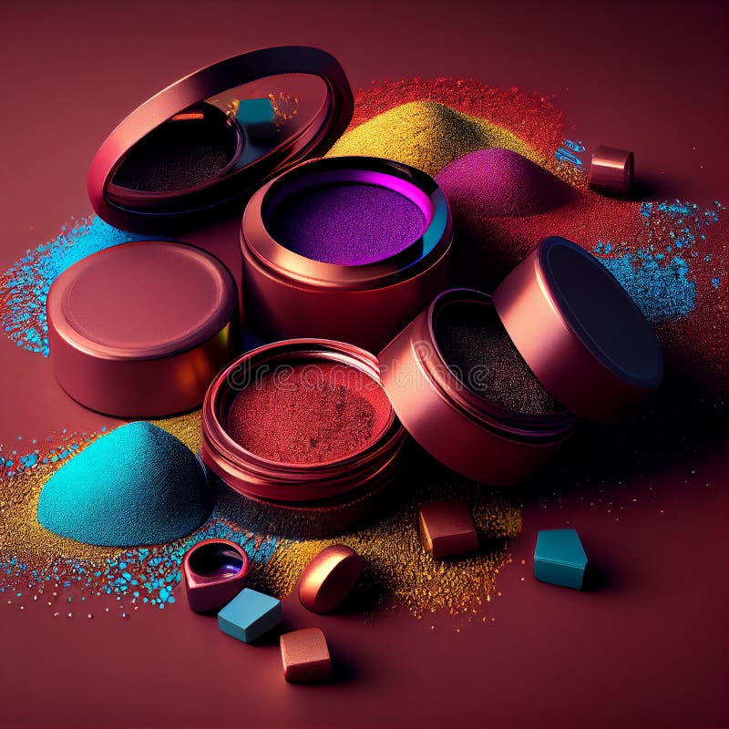 Multi Colored Eye Shadow Palette Set in Metallic Case ,generative AI ...