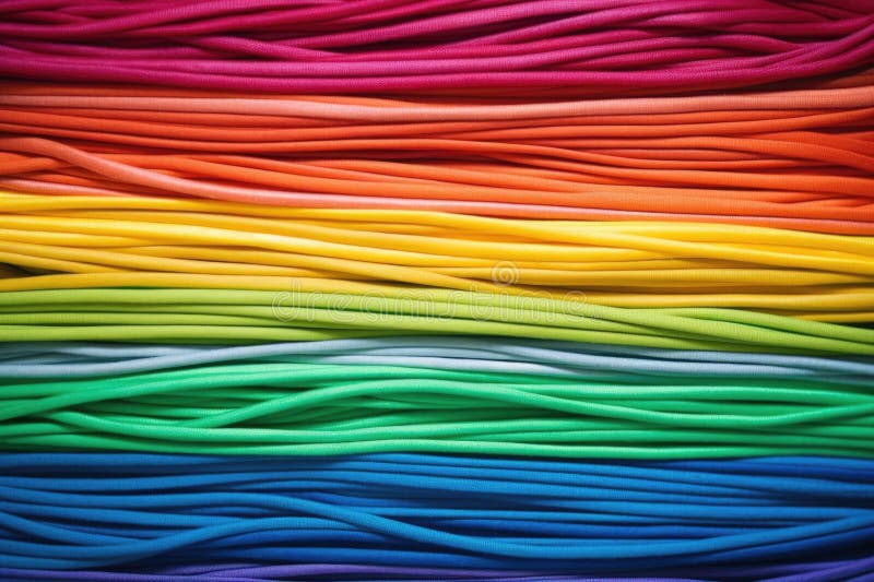 Multi-colored Fabric Threads Intertwined To Create a Rainbow Pattern ...