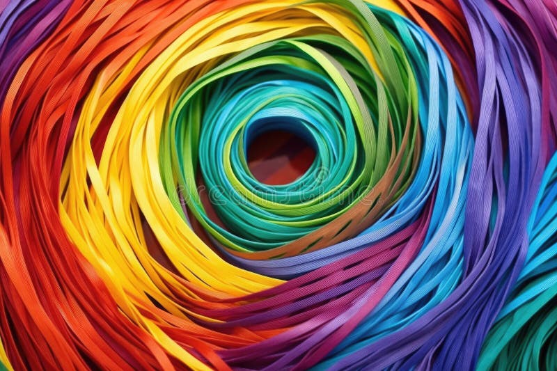 Multi-colored Fabric Threads Intertwined To Create a Rainbow Pattern ...