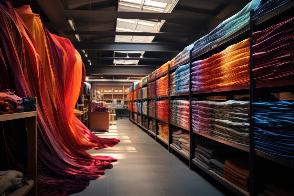 Multi-colored Fabrics in a Fabric Store Stock Image - Image of texture ...