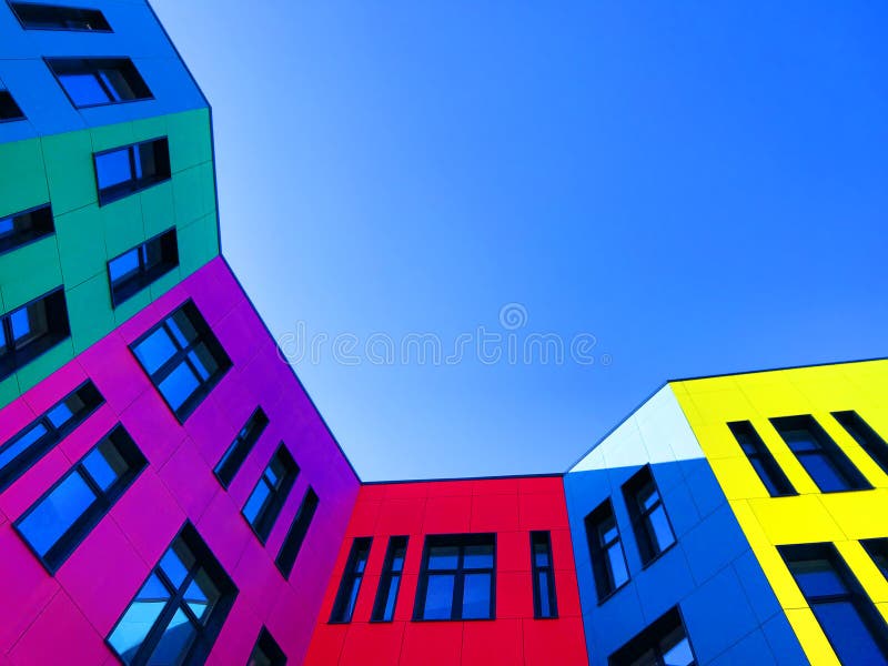 Multi-colored Facades of a Modern Building. Stock Photo - Image of ...
