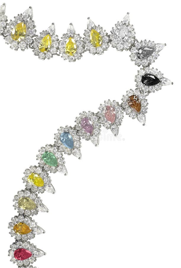 Multi Colored Fancy Diamond Necklace Stock Image - Image of beautiful ...