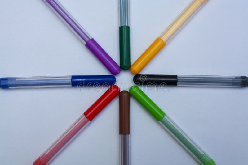 Multi-colored Felt-tip Pens on a White Background. Stock Photo - Image ...