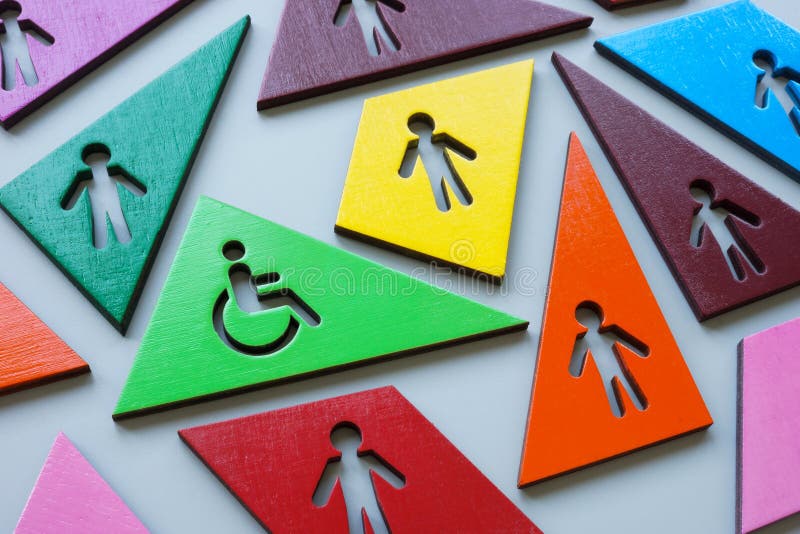 Multi-colored Figures and One with a Disabled Person Sign As a Concept ...
