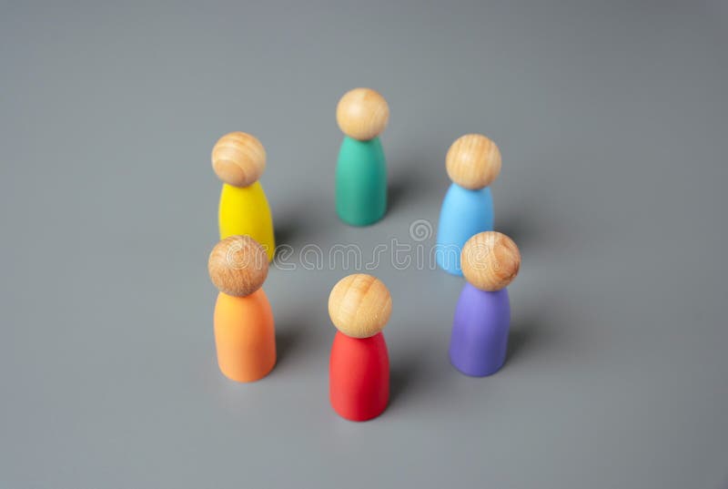 Multi-colored Figures of People Stand in a Circle. Stock Photo - Image ...