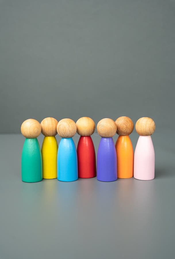 Multi-colored Figures of People Stand in a Row. Multiculturalism and ...