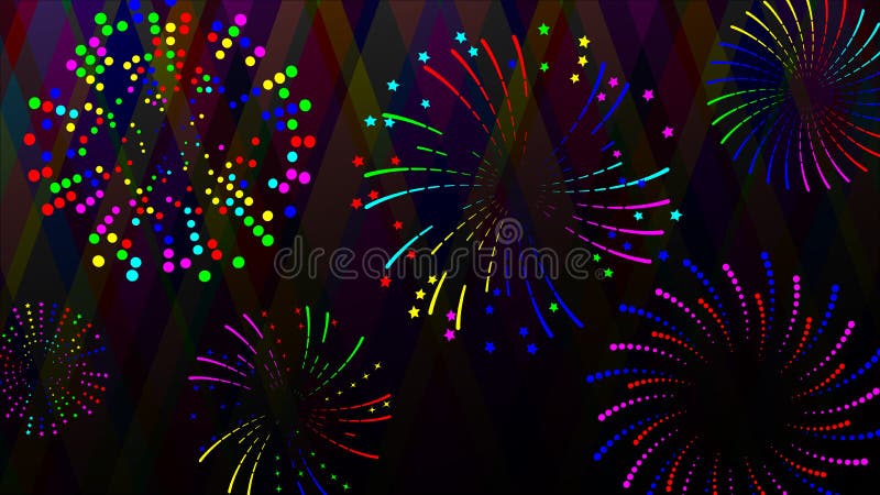 Multi-colored Fireworks of Various Shapes and Different Styles on an ...