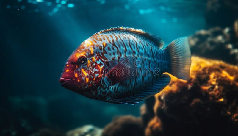 Multi Colored Fish Swim in Tranquil Underwater Reef, Showcasing Natural ...