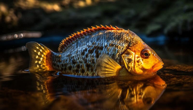 Multi Colored Fish Swimming in Freshwater Pond, Close Up of Animal Eye ...