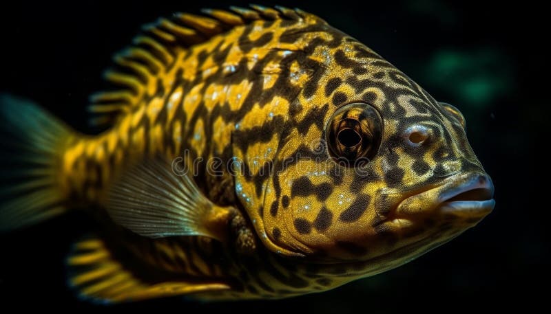 Multi Colored Fish in Tropical Reef, Close Up of Striped Animal Fin ...