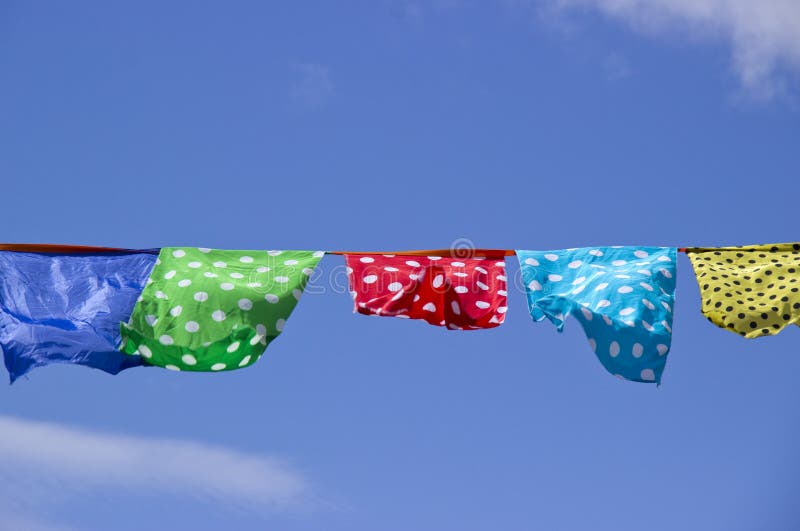 Multi-colored Flags on the Background of Clear Sky Stock Photo - Image ...