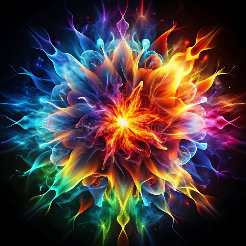 Multi Colored Flame Abstract Black Background Stock Image - Image of ...