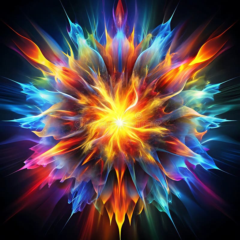 Multi Colored Flame Abstract Black Background Stock Photo - Image of ...