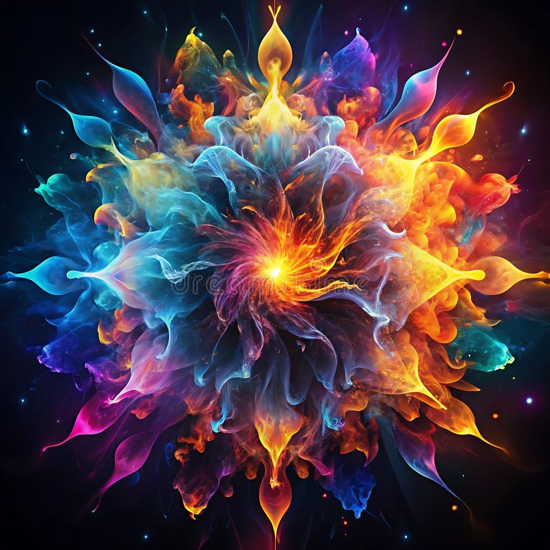 Multi Colored Flame Abstract Black Background Stock Image - Image of ...