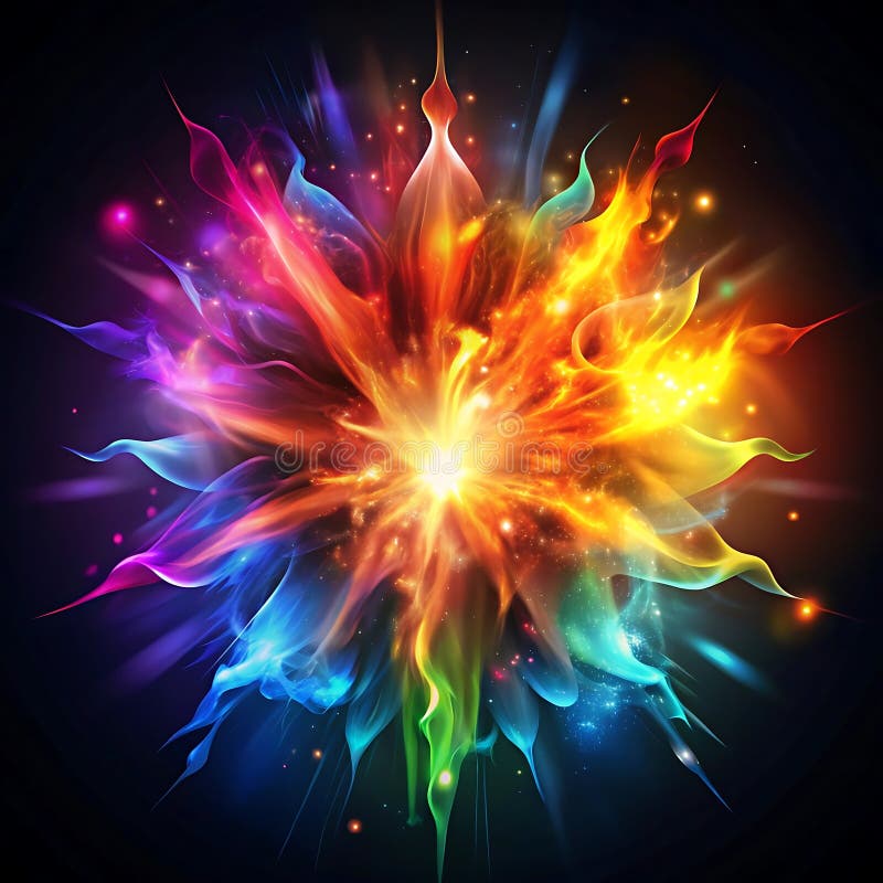 Multi Colored Flame Abstract Black Background Stock Image - Image of ...
