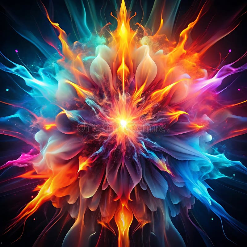Multi Colored Flame Abstract Black Background Stock Photo - Image of ...